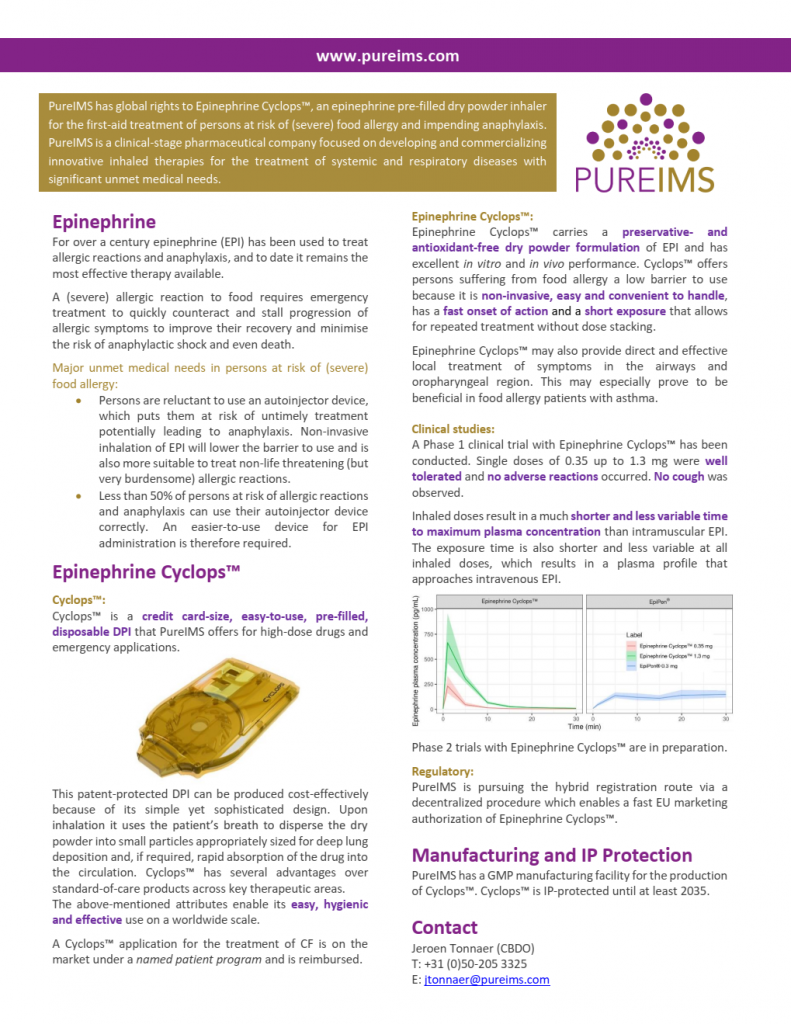 Pipeline and products - PureIMS